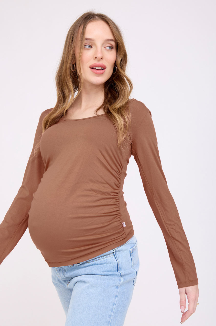 חולצת baby grow ש.ארוך חצילשל | אבישג ארבל - בגדי הריון